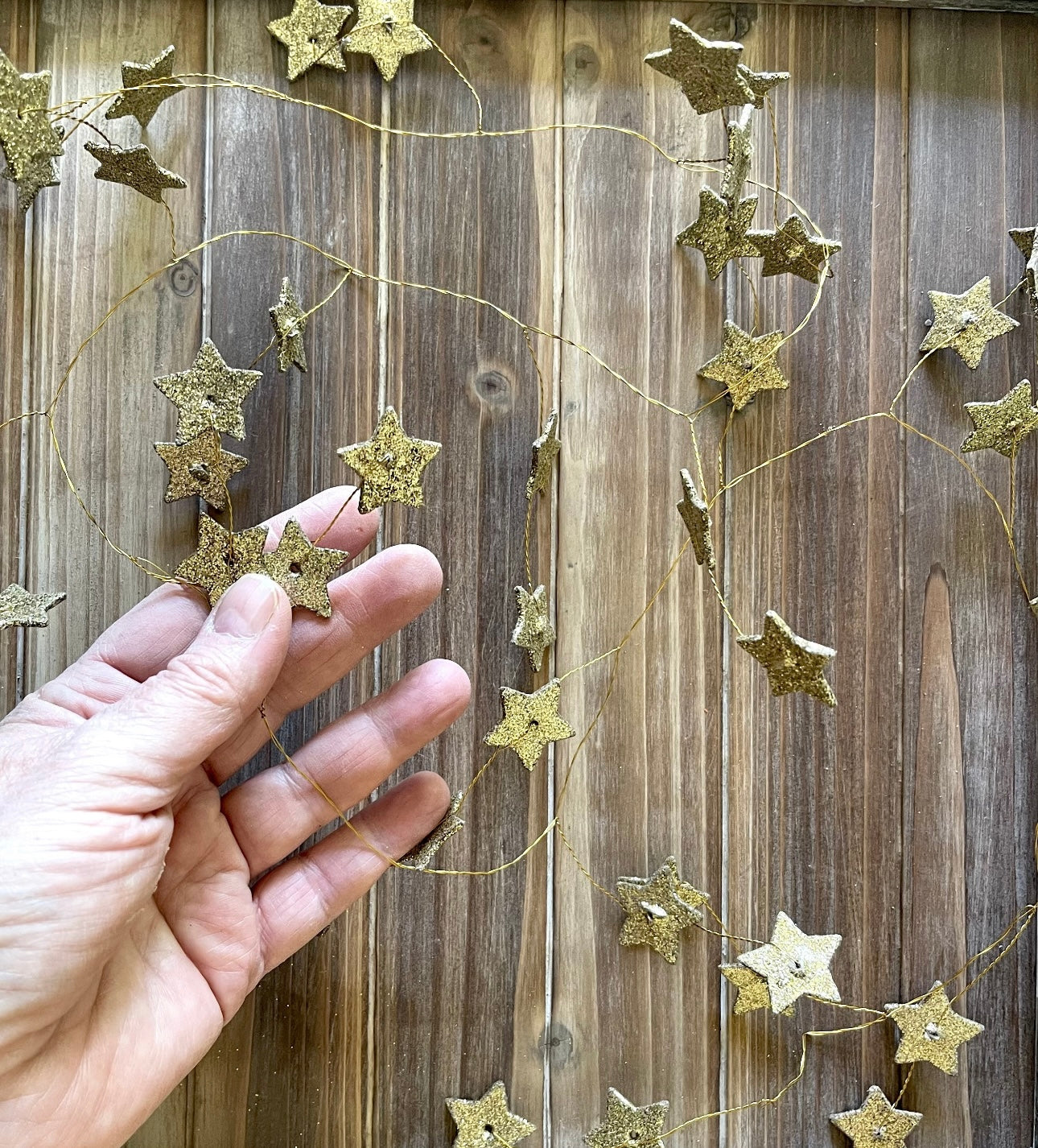 74 Gold Glitter Stars Garland - 6 Feet Holiday Decorating Garland - Ti ...